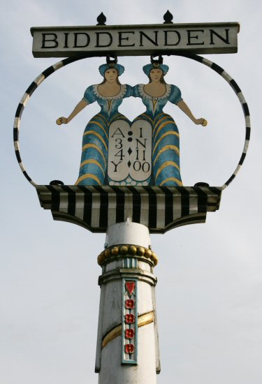 Village sign, Biddenden. 'The Biddenden Maids' (Twins) - Beautiful ...