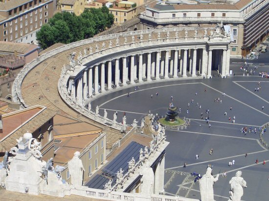 Bernini's Colonnade, St. Peter's Square, from the Cupola of St. Peter's ...